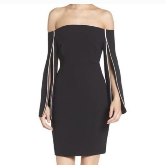 REVOLVE | Dresses | Revolve Bardot Off The Shoulder Cape Dress Black ...